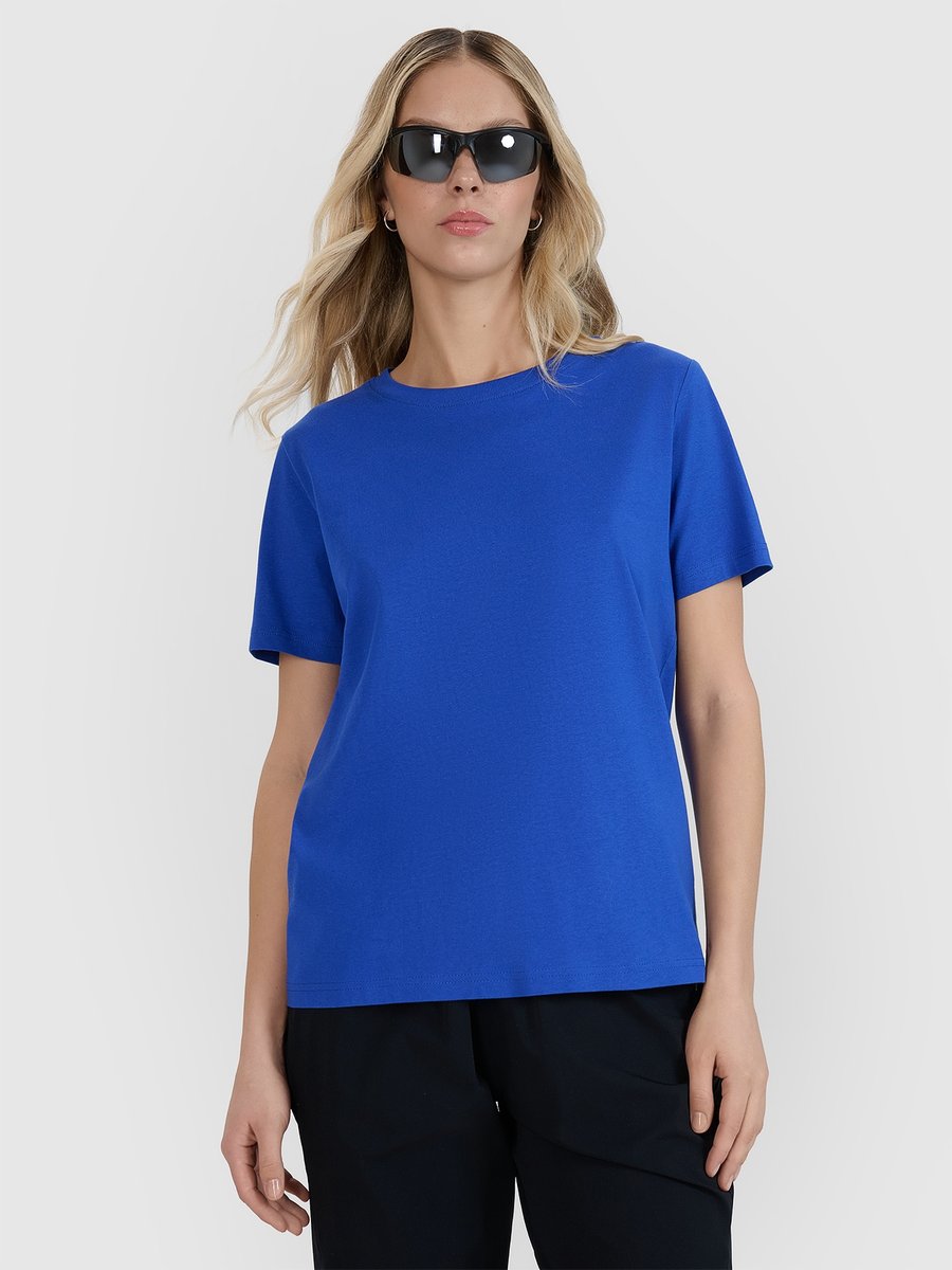 T-shirt oversize z nadrukiem damski 4F 4FWSS25TTSHF2238-36S Niebieski ...