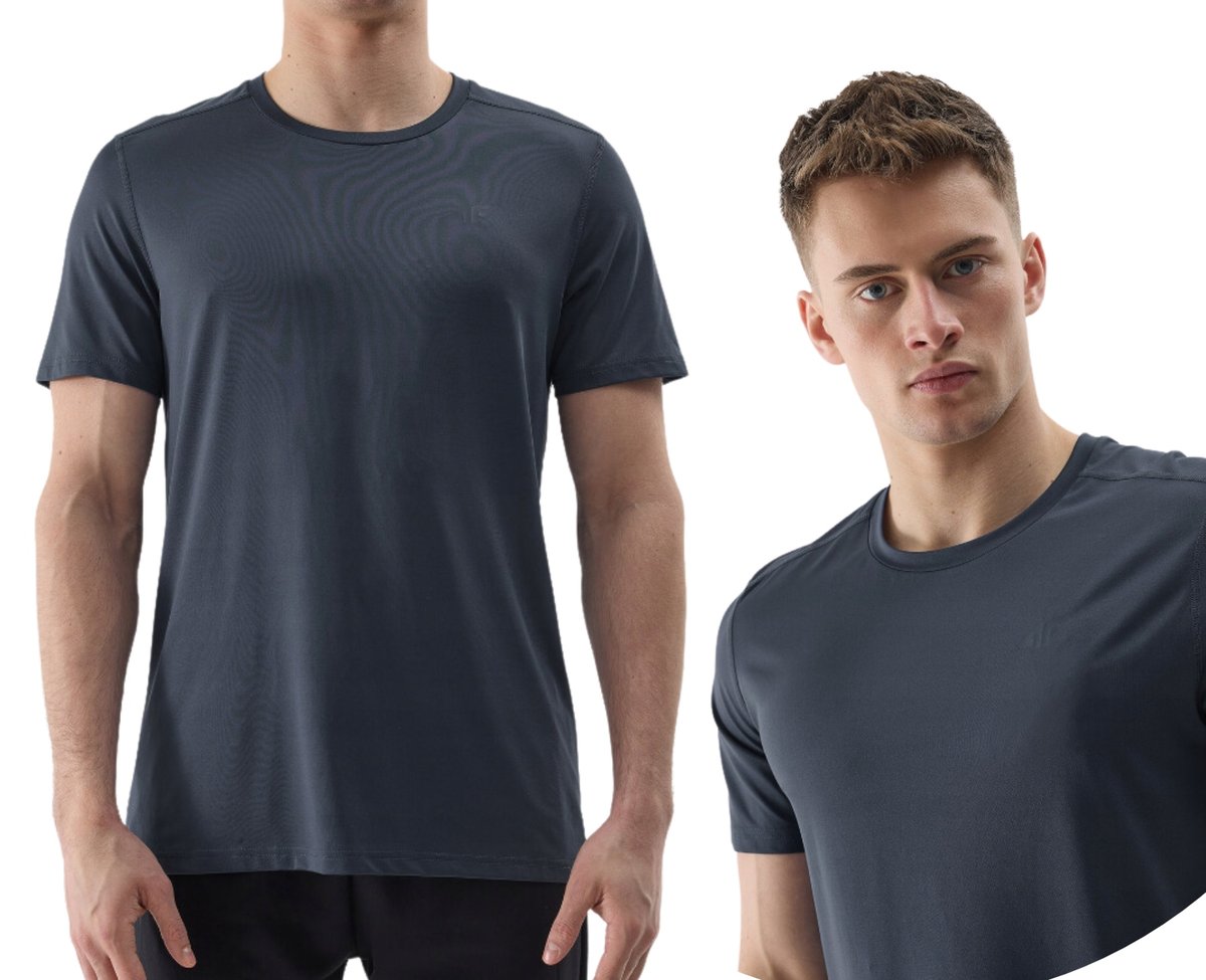 T-shirt treningowy z materiału z recyklingu regular męski 4F 4FWSS24TFTSM598-32S Granatowy - 4F ...