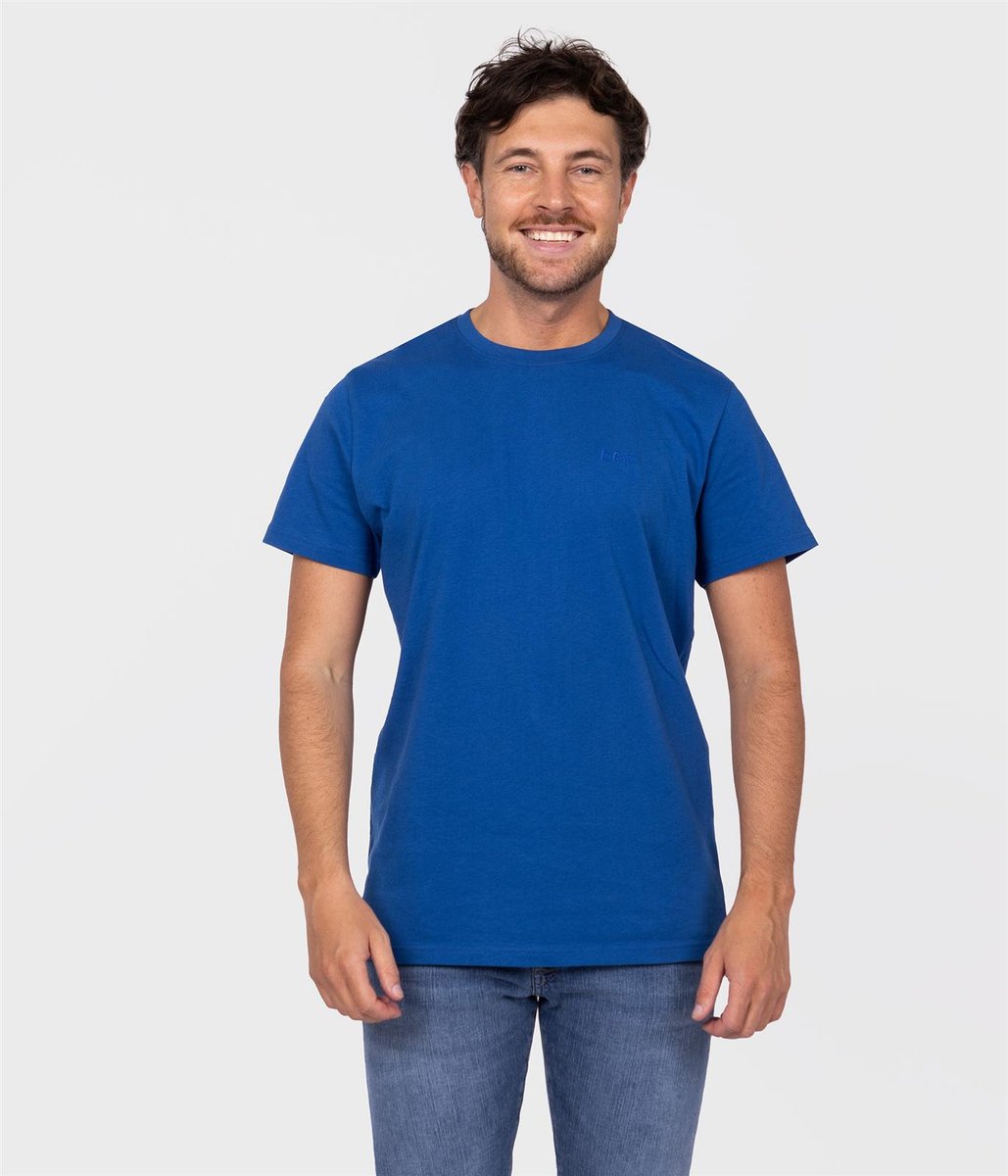 T-shirt z małym haftowanym logo OBUTCH 0875 TRUE BLUE-M - Lee Cooper ...