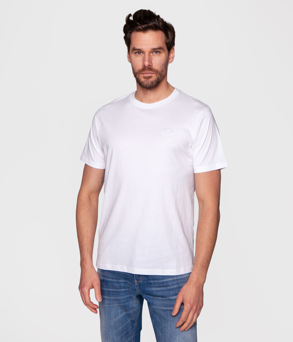 T-shirt z małym haftowanym logo OBUTCH 0875 WHITE-M - Lee Cooper | Moda ...