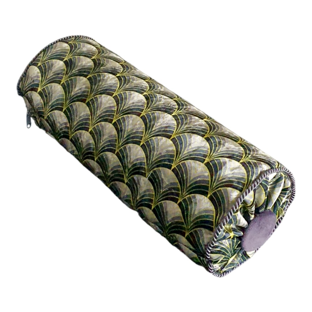 T00574 Poduszka wałek- ozdobna tkanina crush velvet styl Art Deco ...