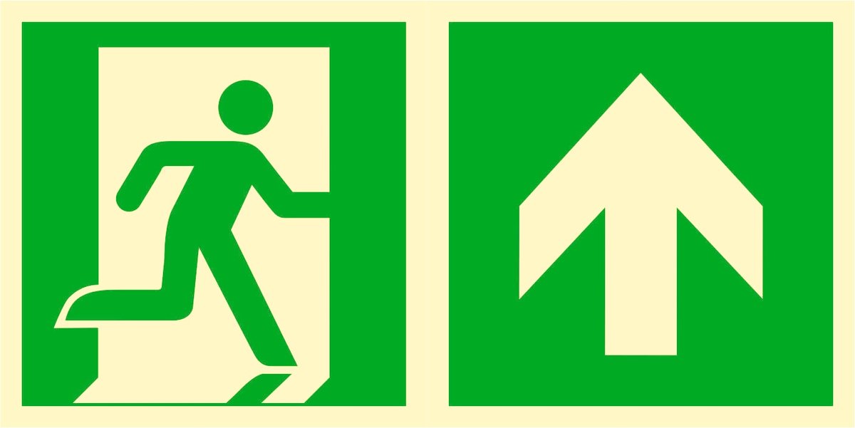 Tab. Kierunek do wyjścia ewakuacyjnego w górę prawostronny świecąca ...