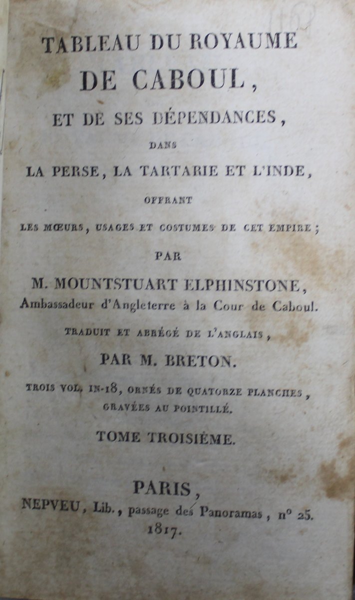 Tableau du Royaume de Caboul Tome Troisieme 1817 r - W opisie | Książka ...
