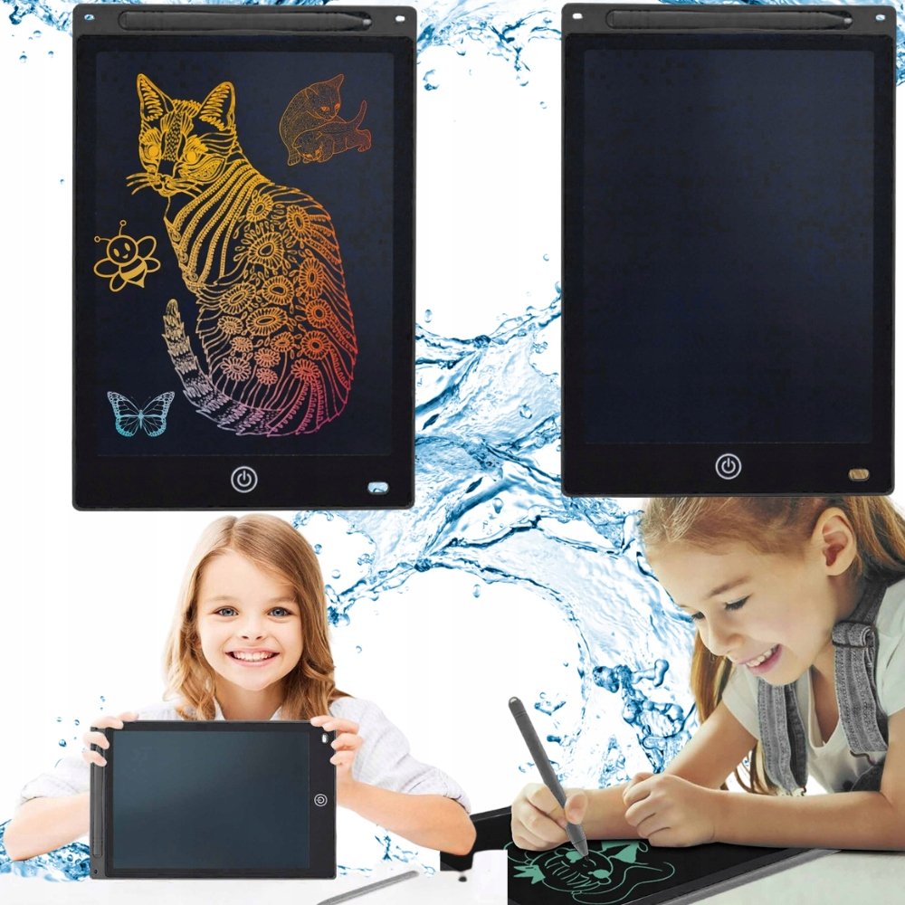 TABLET GRAFICZNY KOLOROWY ZNIKOPIS DLA DZIECI Z RYSIKIEM+BATERIA 12 ...