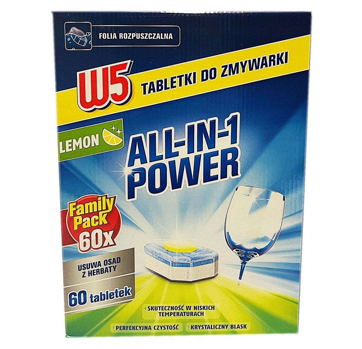TABLETKI DO ZMYWARKI ALL IN ONE POWER W5 LEMON 60 TABLETEK - W5 | Sklep ...