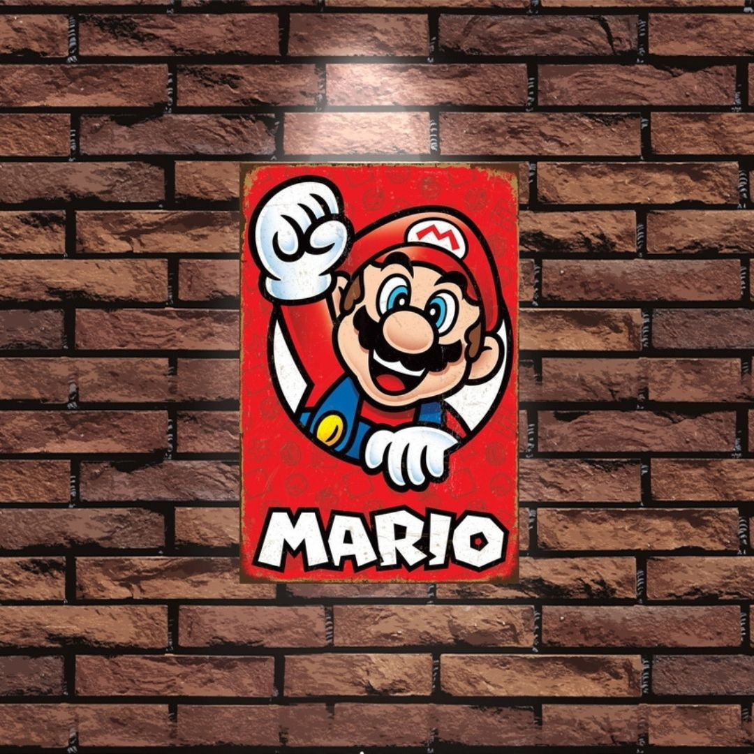 Tablica Ozdobna Blacha 20x30 cm Kultowa Gra Super Mario Retro Vintage ...