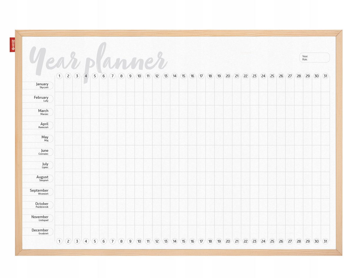 Tablica planer MEMOB roczny 150x100 rama drewniana - MemoBe | Sklep ...