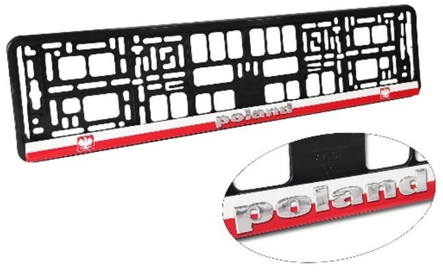 TABLICA REJESTRACYJNA RAMKA PLASTIKOWA ALUMINIOWA DO AUTA POLAND FLAGA ...