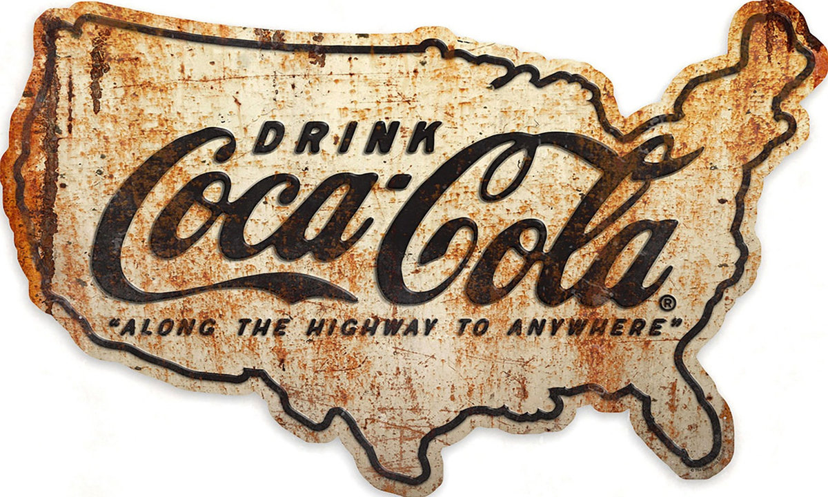 Tablica Tabliczka Coca Cola Drinks USA Map Blacha Ozdobna - Inna marka ...