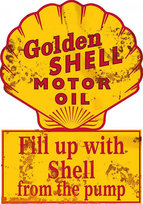 Tablica Tabliczka Golden Shell Premium Motor Oil Paliwo Blacha Ozdobna ...