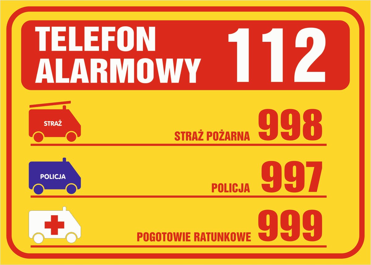 Tablica TELEFONY ALARMOWE 25x35cm PCV 1mm - Inna marka | Sklep EMPIK.COM