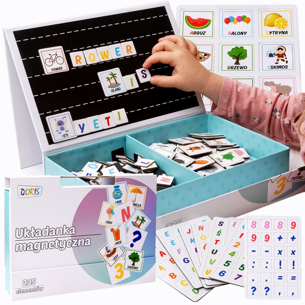 Tablica Układanka Magnetyczna Edukacyjna Magnetyczne Literki Cyferki Magnesy Nauka Czytania ...