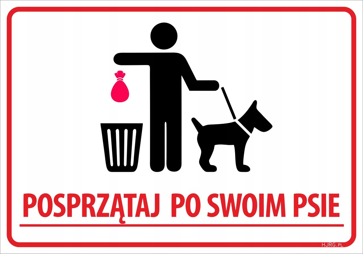 Tablica Uwaga! Posprzątaj po swoim psie 25x35cm - Inna marka | Sklep ...