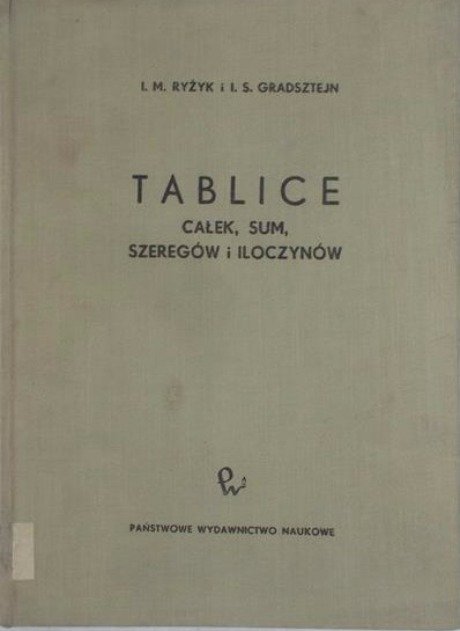 Tablice całek Sum Szeregów i Iloczynów - W opisie | Książka w Empik