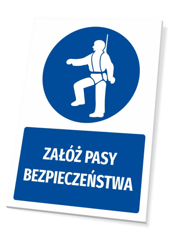 Tabliczka BHP Załóż pasy bezpieczeństwa 50x70cm - Wally | Sklep EMPIK.COM