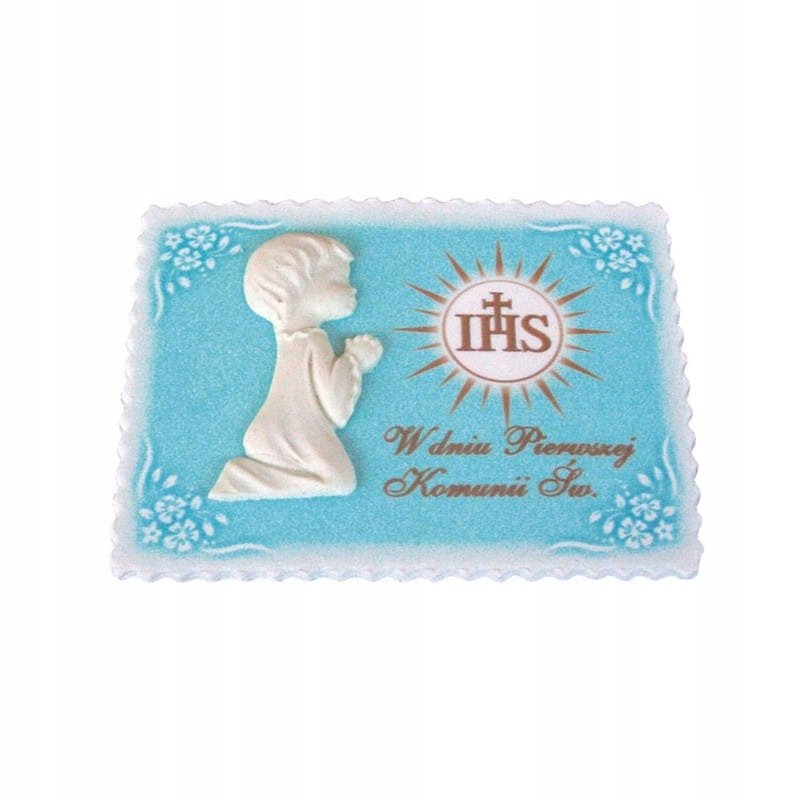 Tabliczka Komunia IHS cukrowa niebieska W dniu Pierwszej Komunii Świętej - Inna marka ...