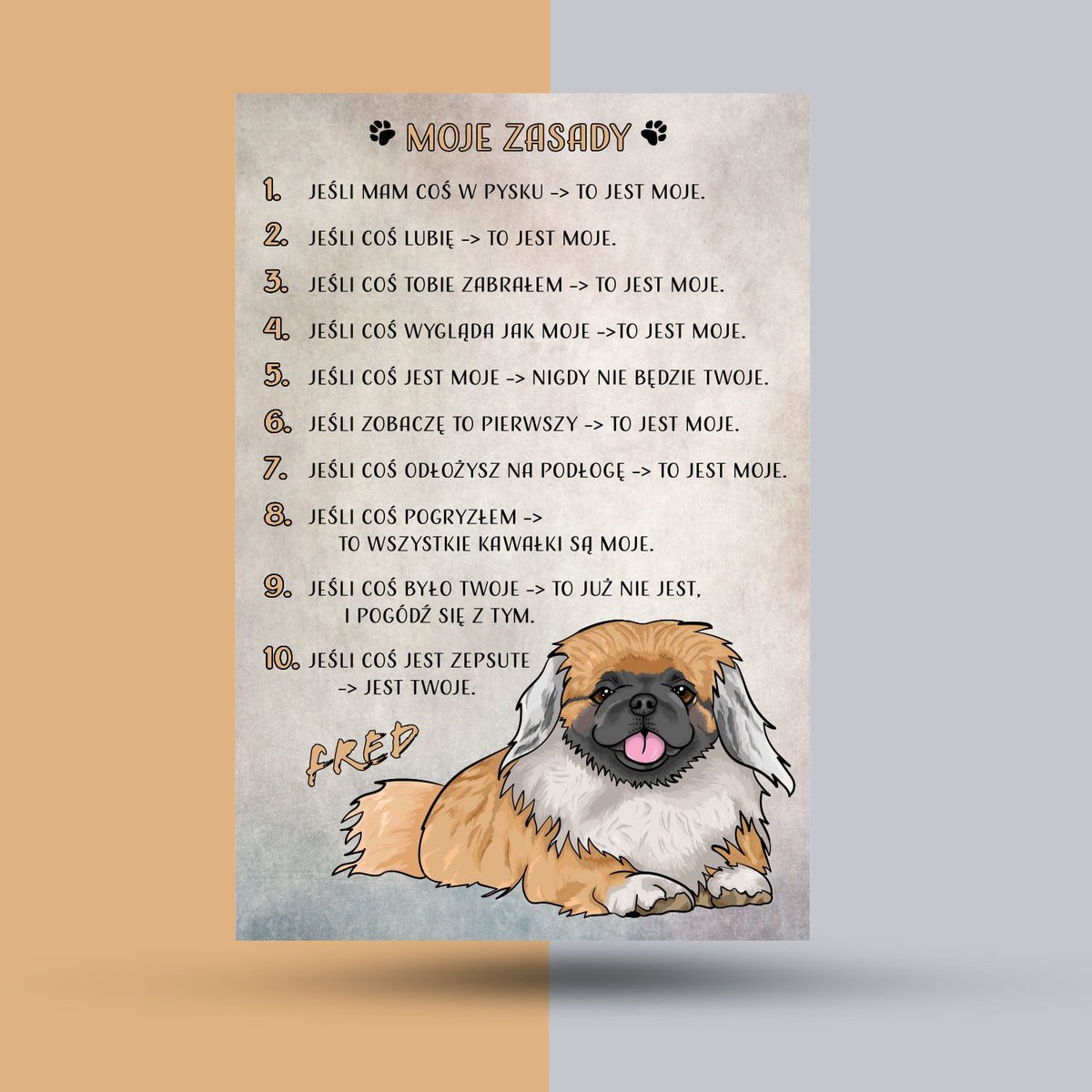 Tabliczka moje zasady - pekińczyk (z imieniem) - Psiejsko | Sklep EMPIK.COM
