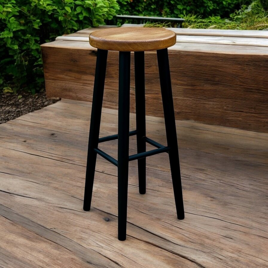 Taboret Drewniany Bukowy WYSOKI HOKER Okrągły SOLIDNY 73 cm Kolory ...