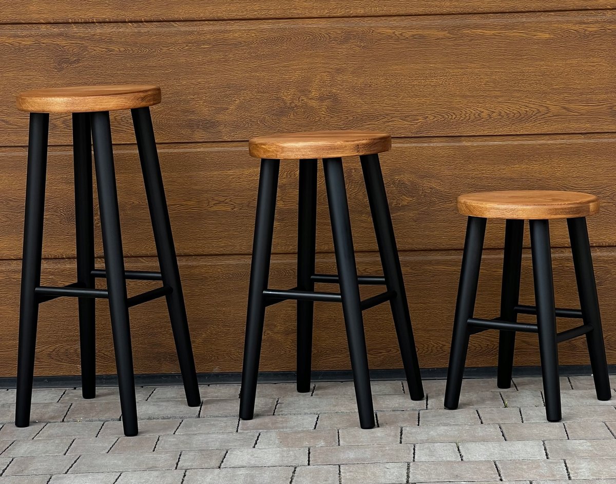 Taboret Hoker 63 cm Wysoki CZARNY BIAŁY INNE KOLORY Rustykalny CZERŃ ...