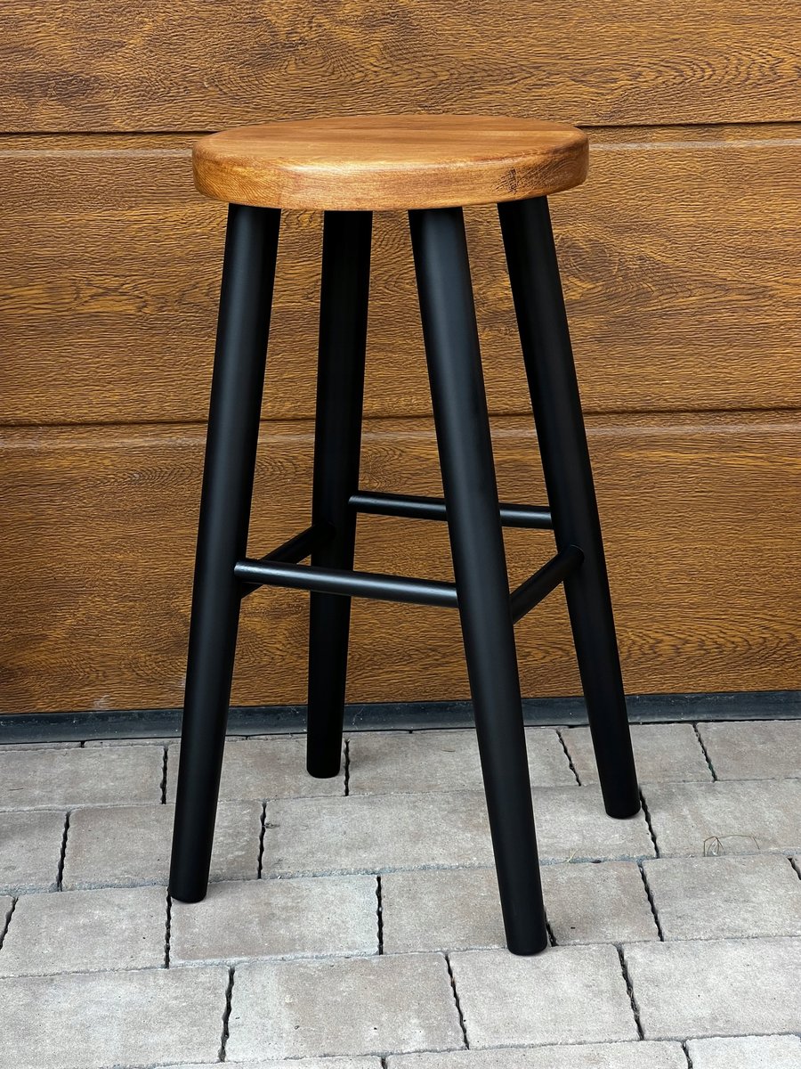 Taboret Hoker 63 cm Wysoki CZARNY BIAŁY INNE KOLORY Rustykalny OKRĄGŁY ...