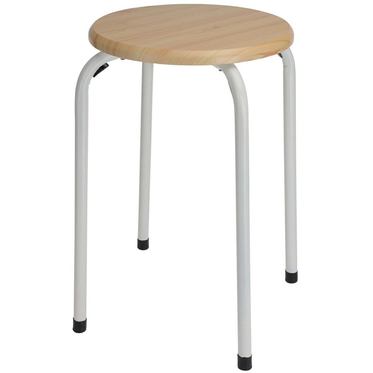 Taboret metalowy biały z siedziskiem mdf h45 x 37 cm - H&S Decoration | Sklep EMPIK.COM