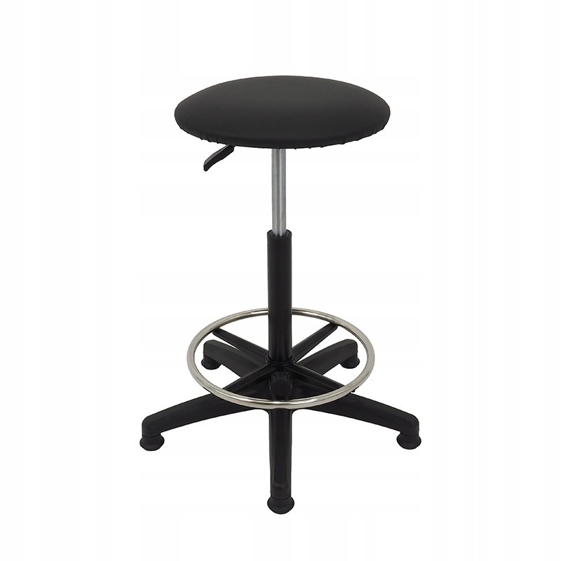 Taboret obrotowy ekoskóra czarna | podstawa czarna | stopki | podnóżek ...