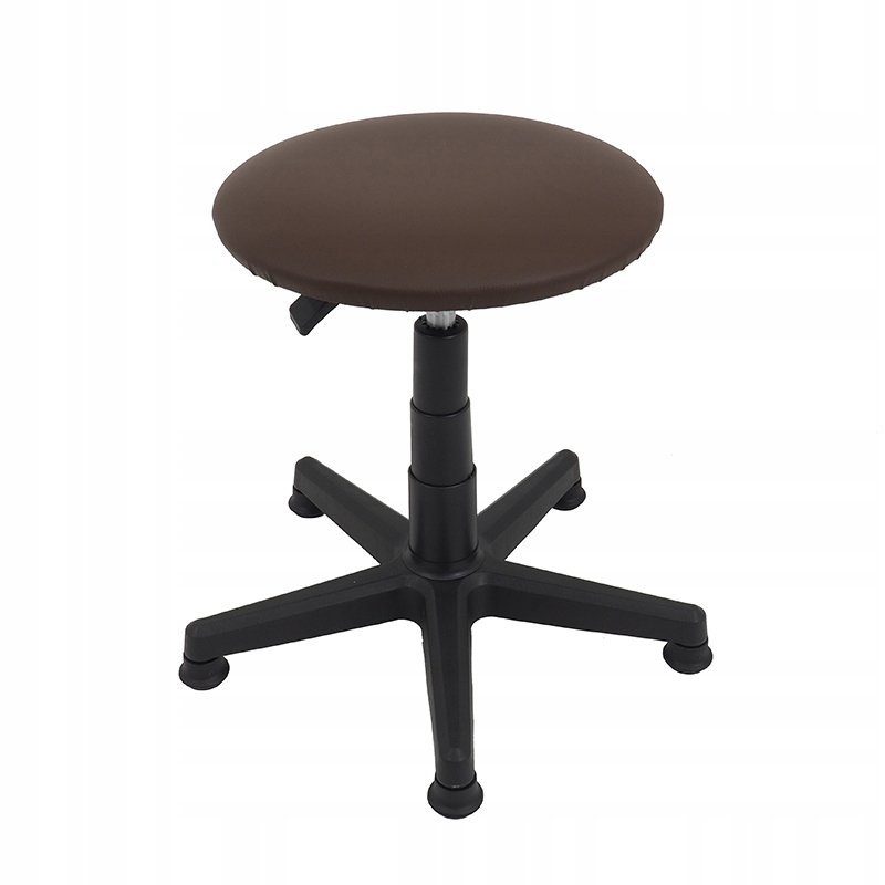 Taboret obrotowy ekoskóra D19 ciemnobrązowa | podstawa czarna | stopki ...