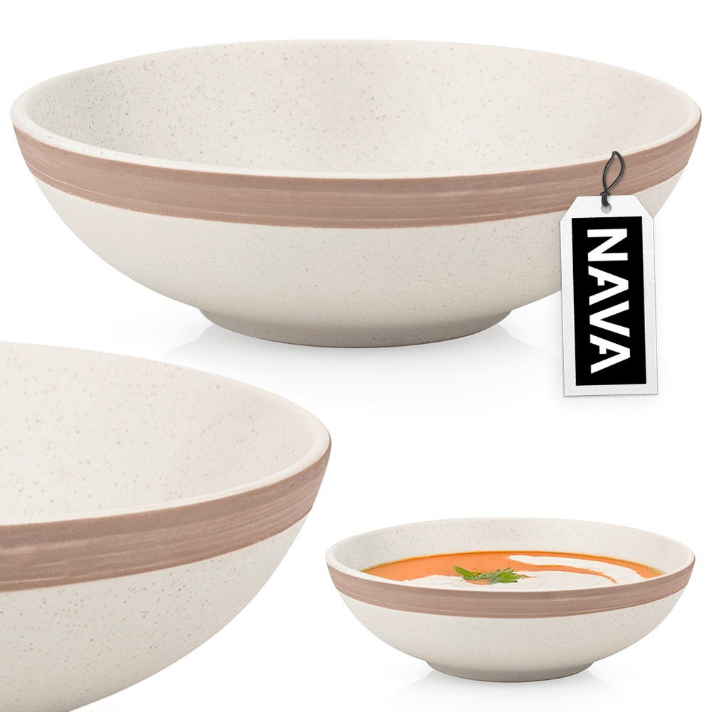 Talerz obiadowy głęboki ceramiczny beżowy ARTHENA BEIGE 20 cm, 900 ml ...