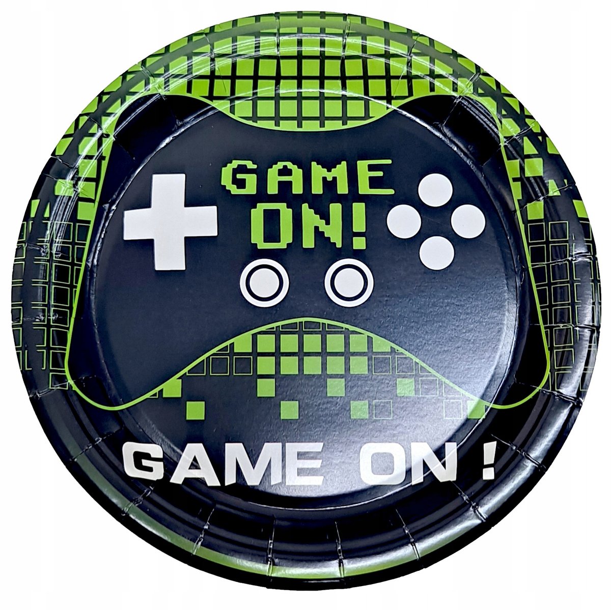 TALERZYKI papierowe czarne 18 cm dla gracza GAMER GRACZ GAME ON zestaw ...