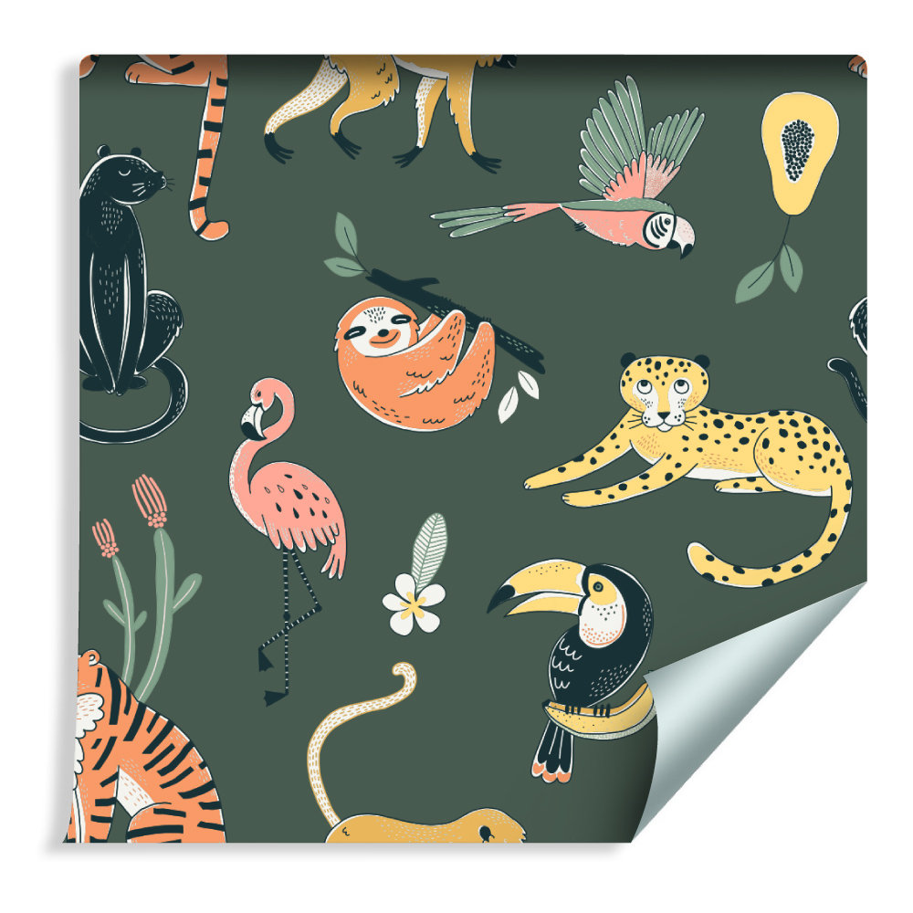 Tapeta Dla Dzieci - Dzikie Zwierzęta I Tropikalne Rośliny /269819672 - Muralo | Sklep EMPIK.COM