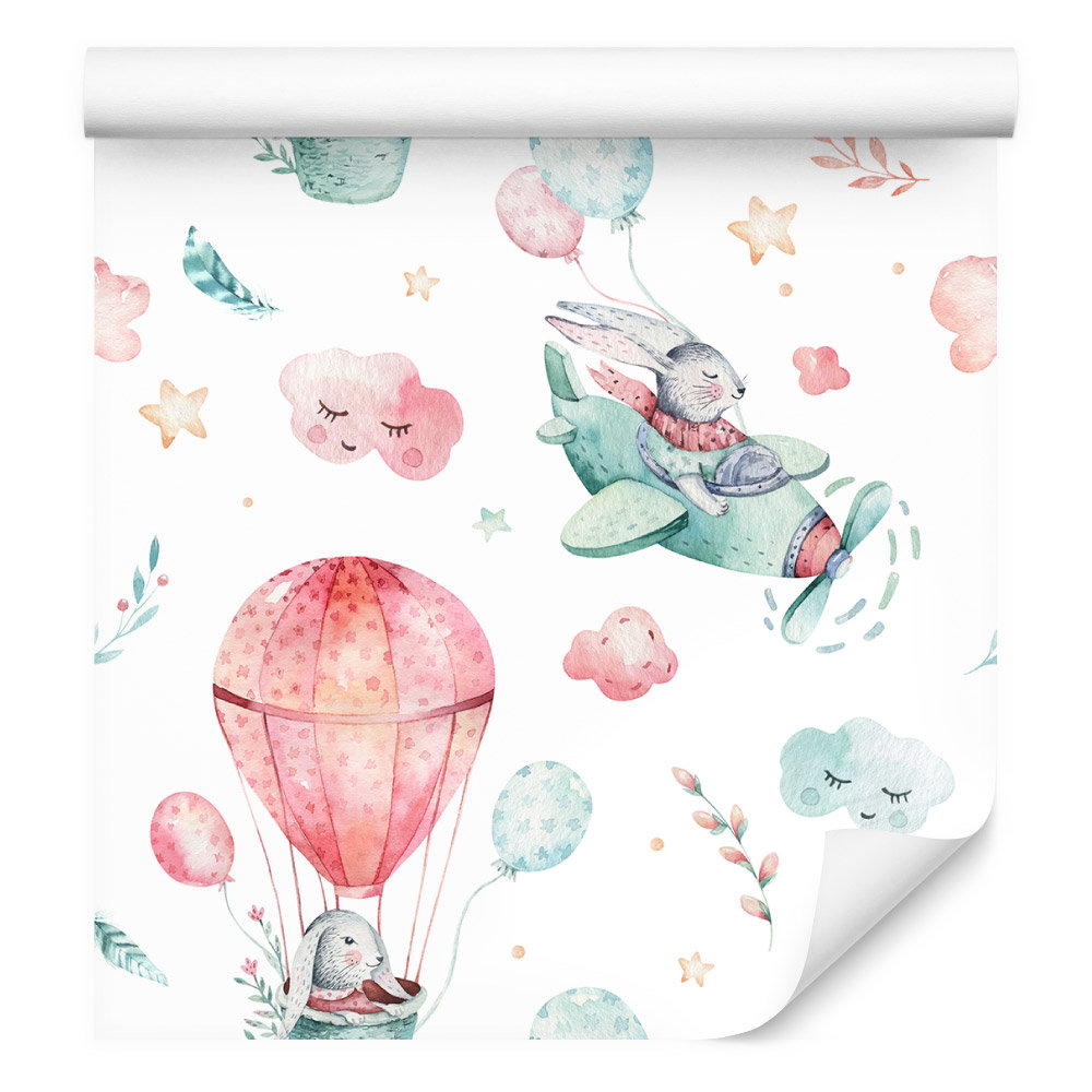 Tapeta Dla Dzieci Króliki Rośliny Chmury Balony - Muralo | Sklep EMPIK.COM