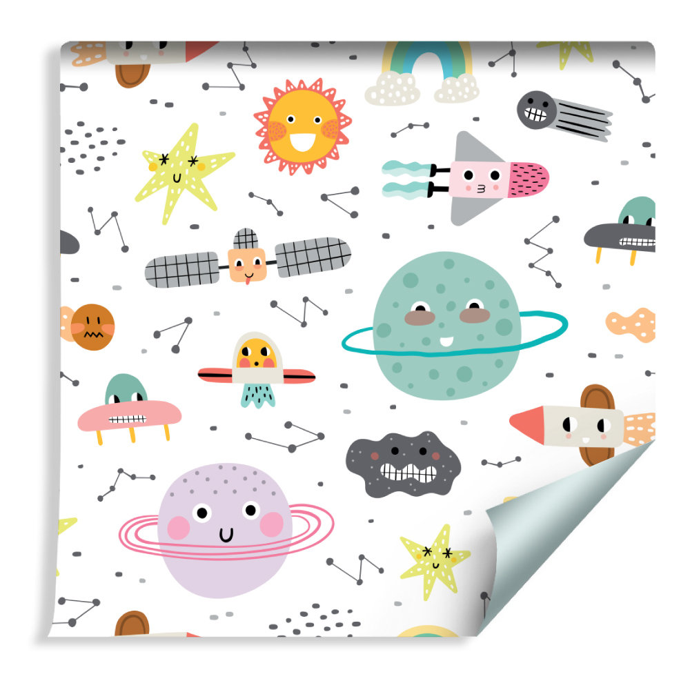 Tapeta Dla Dzieci - Planety, Gwiazdy, Rakiety I Satelity /250358895 - Muralo | Sklep EMPIK.COM