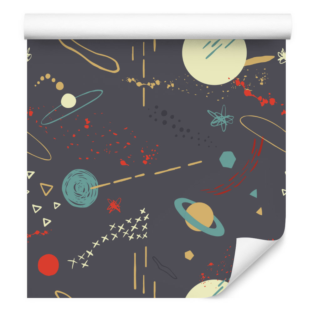 Tapeta Młodzieżowa Kolorowe Gwiazdy Kosmos Planety - Muralo | Sklep EMPIK.COM