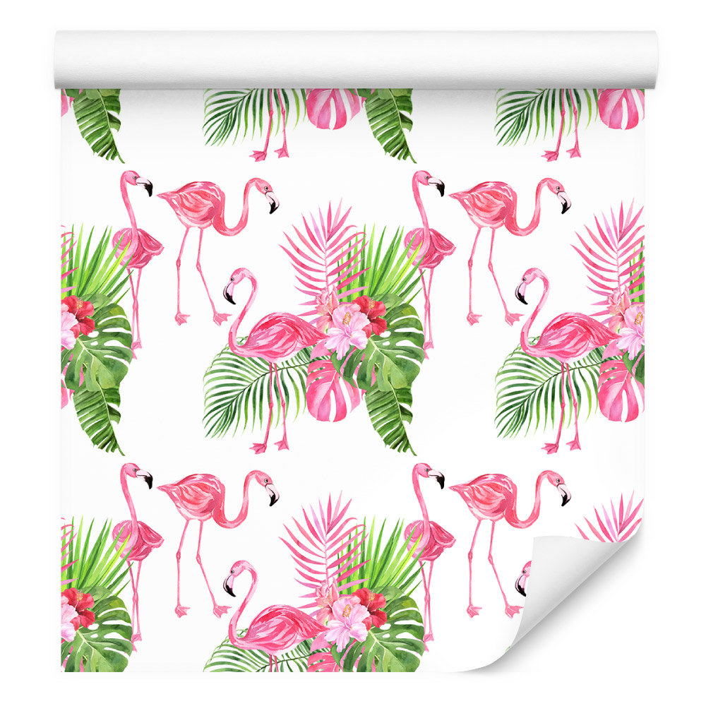 Tapeta Ścienna Do Salonu, Flamingi, Kwiaty, Zieleń - Muralo | Sklep EMPIK.COM