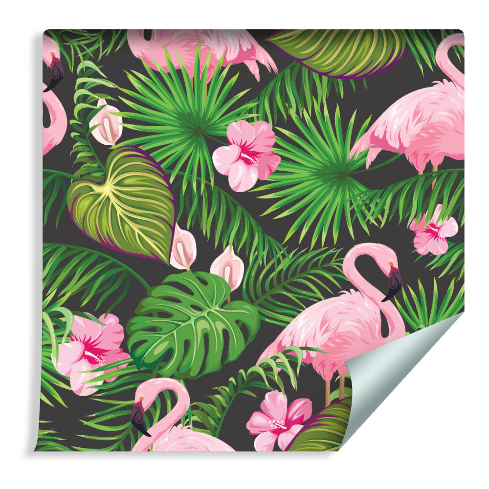 Tapeta Tropikalna - Flamingi, Liście I Kwiaty /192823890 - Muralo | Sklep EMPIK.COM