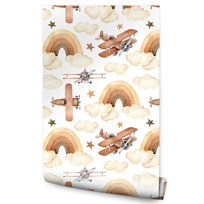 Tapeta W Rolce Dla Dzieci Samoloty Tęcze Chmury Gwiazdy Styl Boho - Muralo | Sklep EMPIK.COM