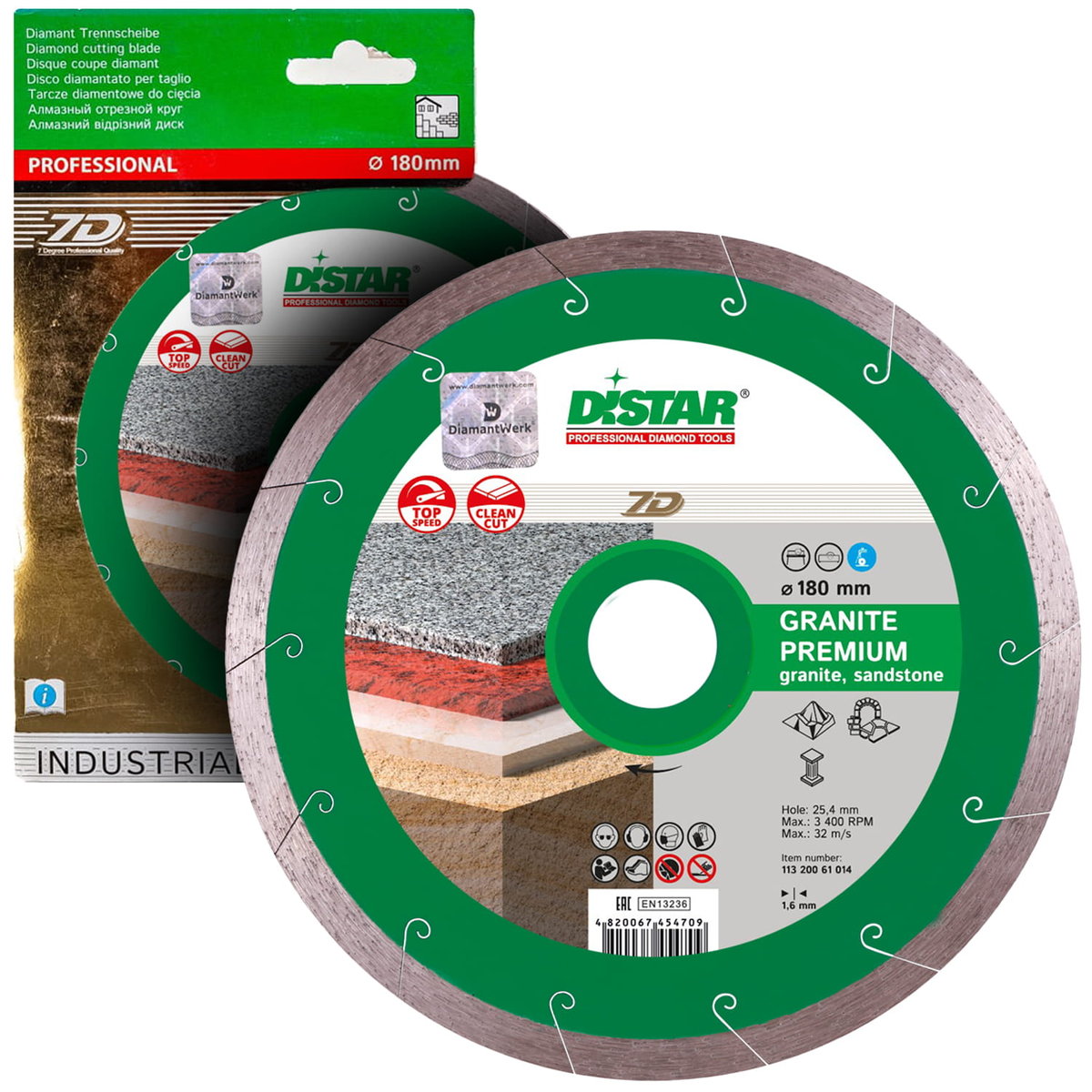 Tarcza diamentowa 180mm Distar GRANITE PREMIUM 1A1R do cięcia na mokro ...