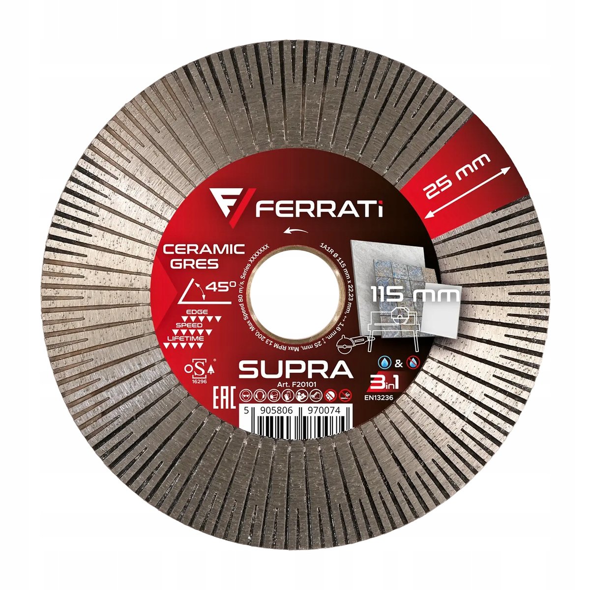 Tarcza diamentowa cięcie/szlif 115mm Ferrati Supra F20101 - Inna marka ...