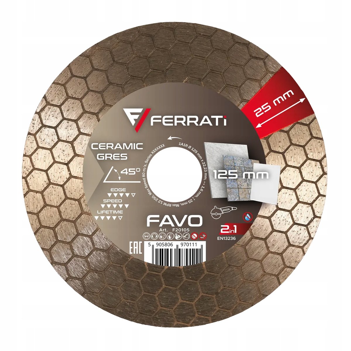 Tarcza diamentowa cięcie/szlif 125mm Ferrati Favo F20105 - Ferrati ...