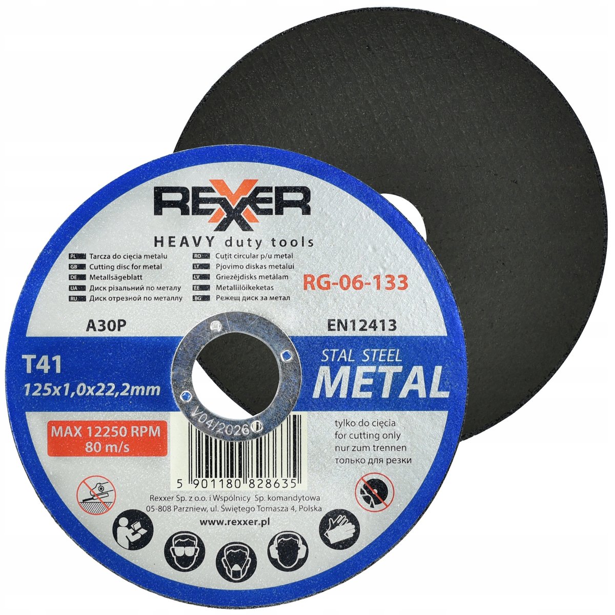 TARCZA DO CIĘCIA METALU 125 X 1.0 MM do szlifierki kątowej otwór 22,2 mm - REXXER | Sklep EMPIK.COM