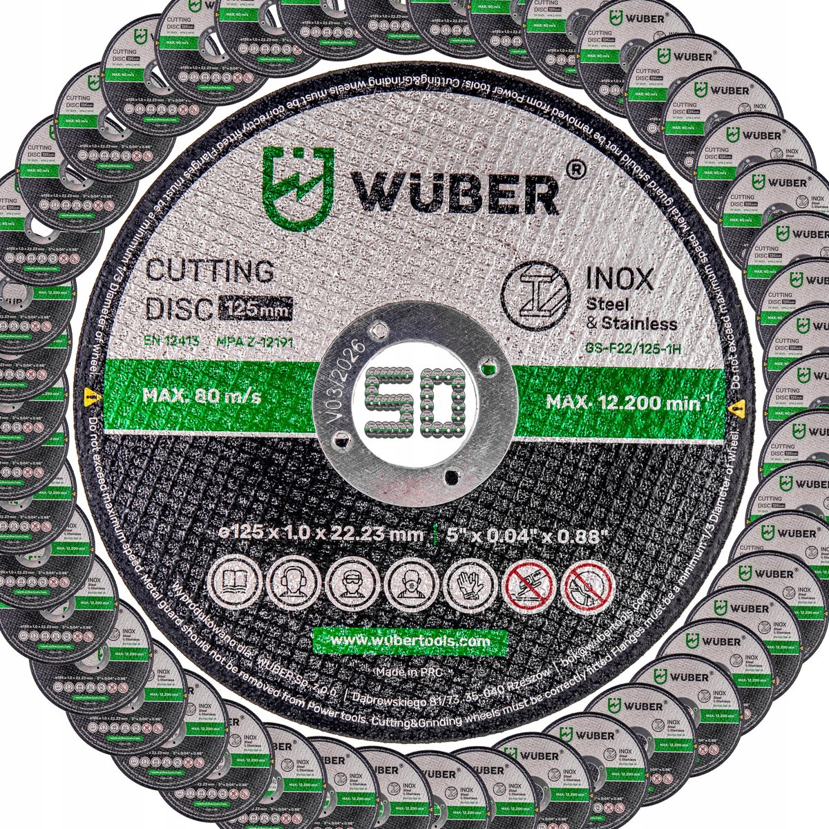 TARCZA DO CIĘCIA METALU 125x1,0 MM ZESTAW 50 SZTUK - Wuber | Sklep EMPIK.COM