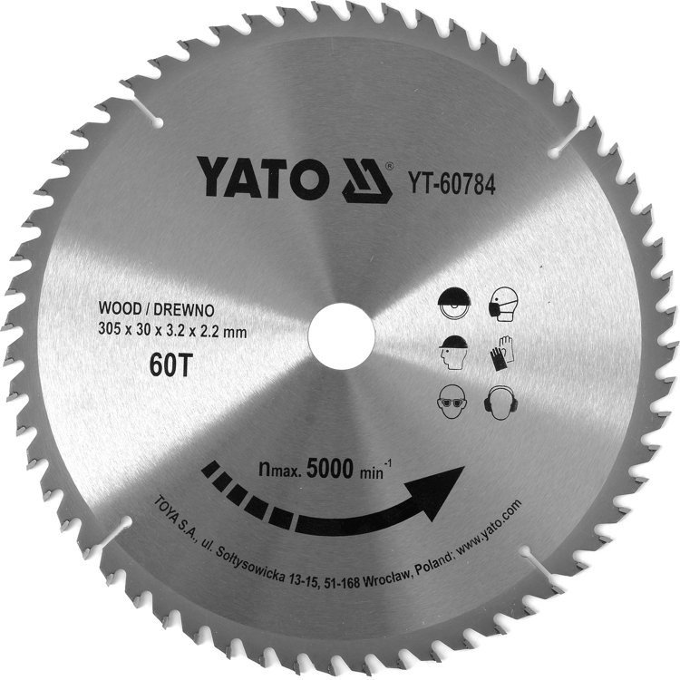 Tarcza Widiowa Do Drewna 305X60Tx30Mm Dla Yt-82175 Yato Yt-60784 - Yato ...