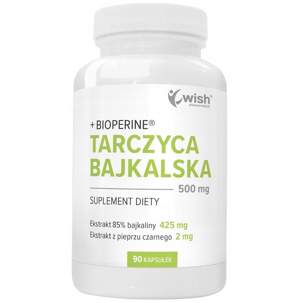 TARCZYCA BAJKALSKA 500 mg + BIOPERINE Bajkalina Serce Napięcie Spokój ...