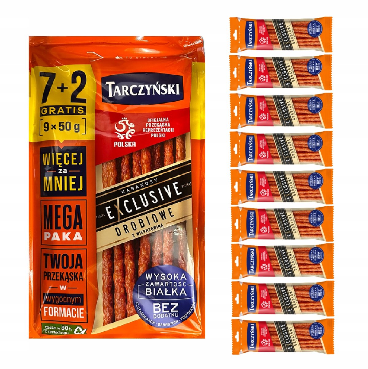 Tarczyński Exclusive Kabanosy Drobiowe z wieprzowiną 9x50g - Inna marka ...