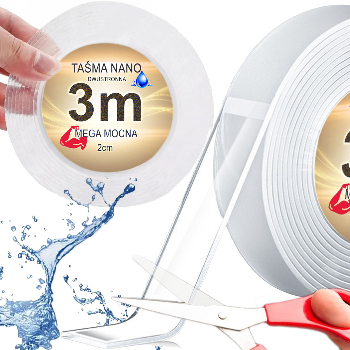 Taśma Dwustronna Nano Wielokrotnego Użytku Wodoodporna Samoprzylepna 3m 2cm - Inna marka | Sklep ...