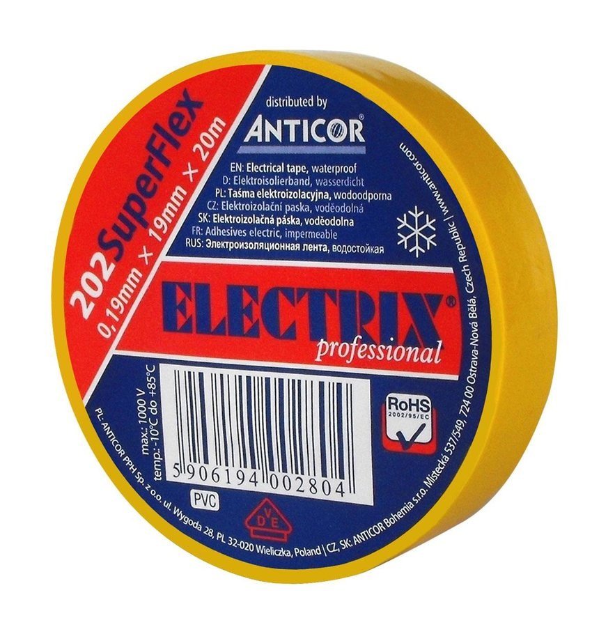 Taśma ELEKTRO żółta 202 SUPERFLEX - Anticor | Sklep EMPIK.COM