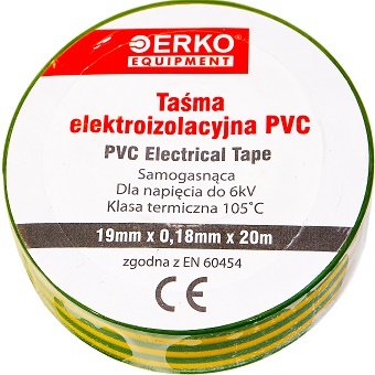 Taśma izolacyjna duża 19mm 20m Ż/Ziel ERKO - ERKO | Sklep EMPIK.COM