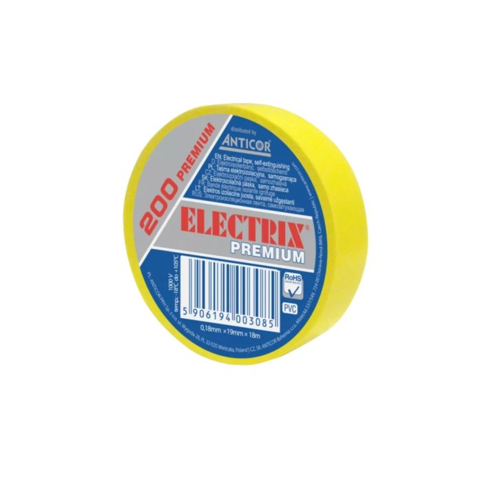 Taśma Izolacyjna Premium Żółta 19mm X 18M - Anticor | Sklep EMPIK.COM