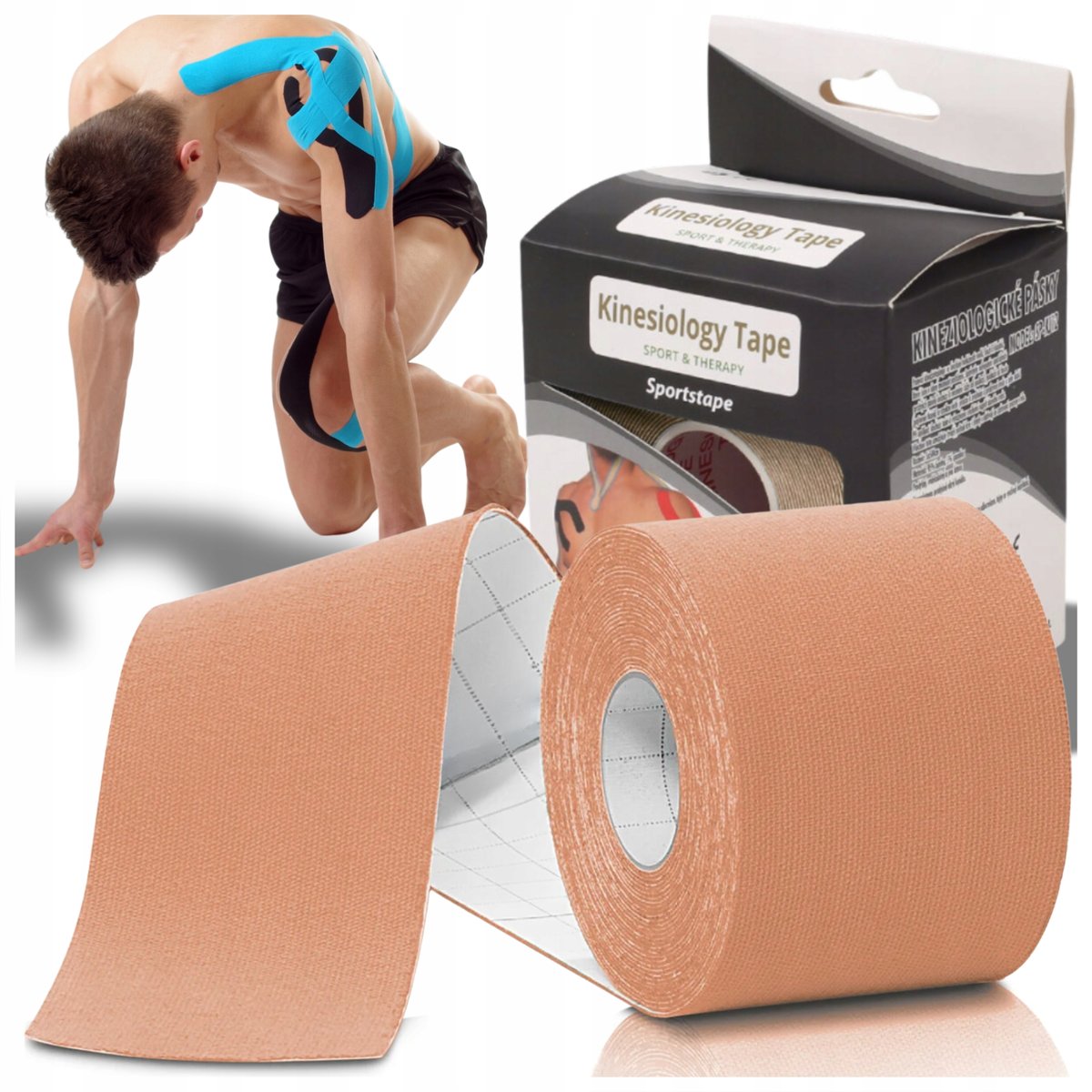 TAŚMA KINEZJOLOGICZNA TAPE TAPING KINESIOTAPING DO KOLANA TWARZY PLASTER 5M - Avante | Sport ...