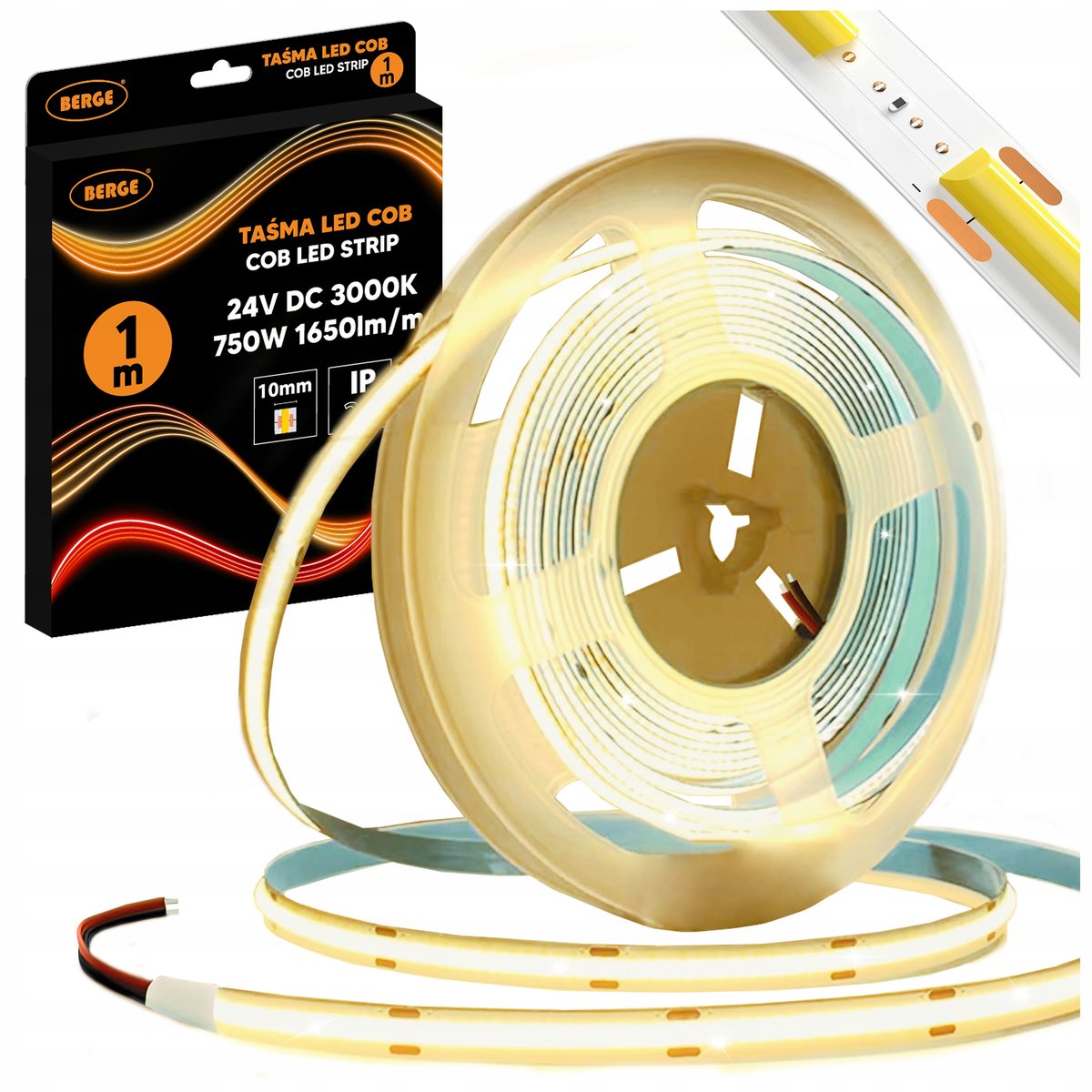 Taśma LED COB Neon 24V 1m 528 diod 15W 1650lm 3000K Biała Ciepła 10mm ...